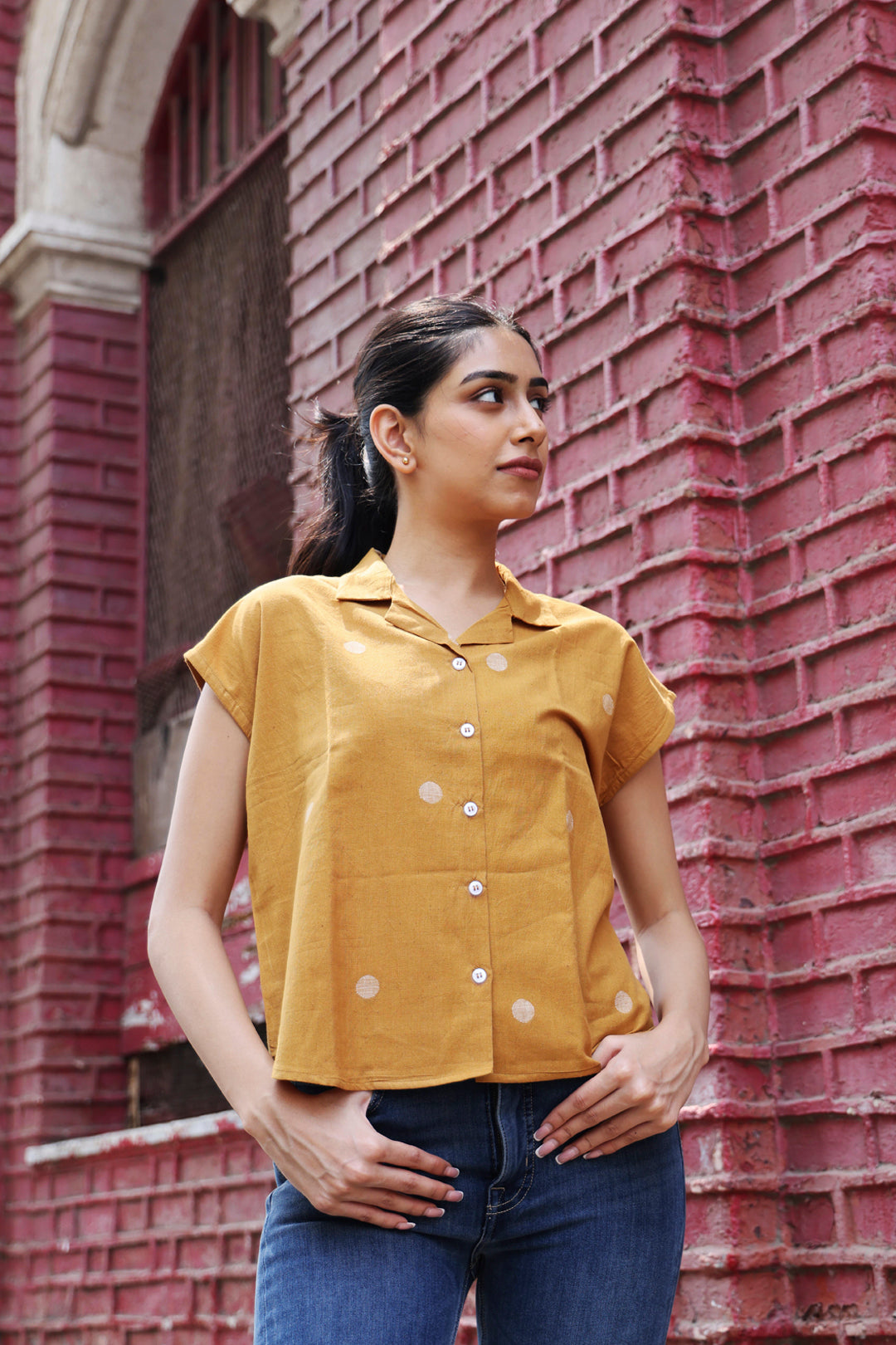 JUNO Handwoven Jamdani relaxed shirt – Indianpeacock