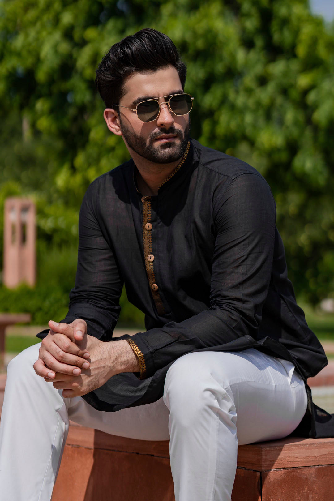 KAATUKA : Mangalgiri Black Knee-Length Kurta – Indianpeacock